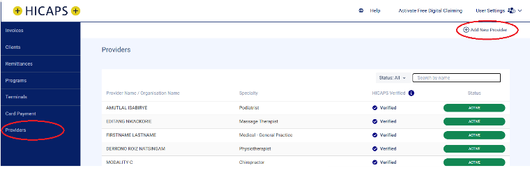 How to add providers to your HICAPS terminal via the HICAPS Portal
