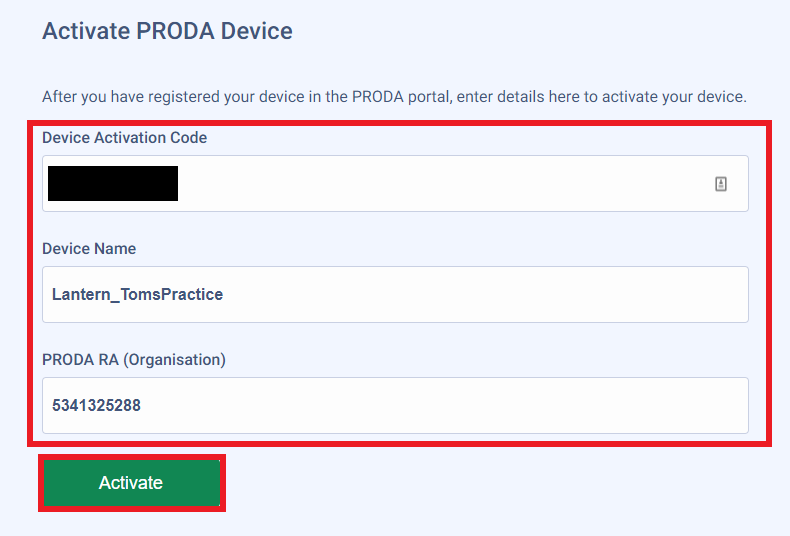 Activating your PRODA Device